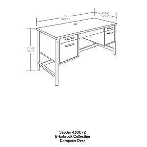 Sauder Briarbrook Engineered Wood and Metal Computer Desk in Barrel Oak