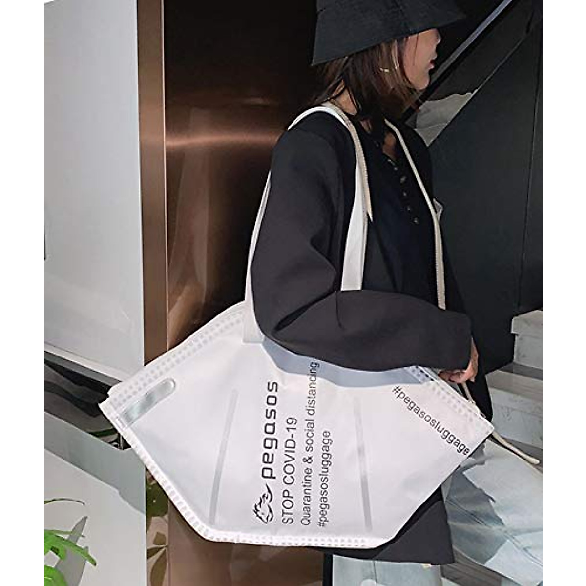 QZUnique Women's Mask Shaped Handbag Large Capacity Tote Bag Eco-friendly Shopping Shoulder Bags