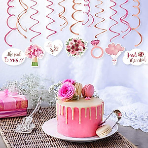 Kristin Paradise 30Ct Wedding Bridal Shower Hanging Swirl Decorations - Ceiling Streamers for Engagement Party, Bachelorette Rose Decor, Pink Party Favors, She Said Yes Decoration Pack