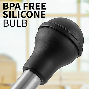 Zulay Kitchen Stainless Steel Turkey Baster for Cooking - Food Grade Metal Turkey Baster Syringe & Silicone Suction Bulb - Turkey Baster Large Size - Includes 2 Detachable Needles and Cleaning Brush