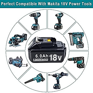 DTK 2Packs 6.0Ah Battery Replacement for Makita 18V Battery BL1860B BL1850B BL1840B BL1830B BL1820B