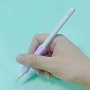 3 Pack Grips Case for Apple Pencil 2nd Generation/ 1st Gen, Support iPad Magnetic Charging, Sensitive Double Click, SIXFU Regular Stylus Grips Anti Roll Soft Cover for iPencil (Pink, Purple,White)