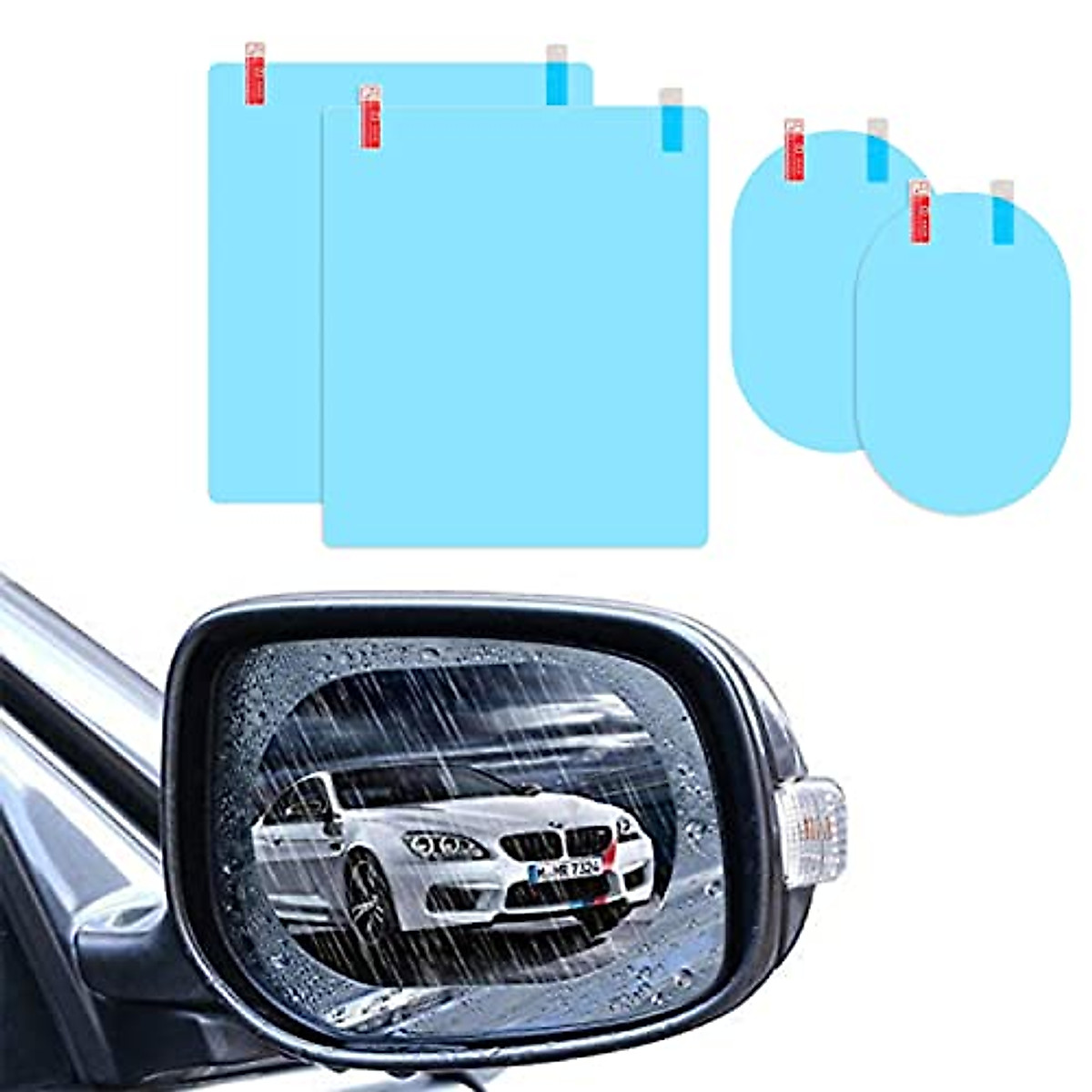 Car Rearview Mirror Film Rainproof, 4pcs Waterproof Mirror Film Anti Fog Nano Coating Car Film for Car Mirrors and Side Windows