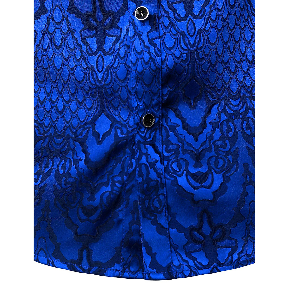 ZEROYAA Men's Hipster Slim Fit Long Sleeve Gothic Jacquard Button Up Dress Shirts for Party Prom ZLCL32-Royal Blue Large