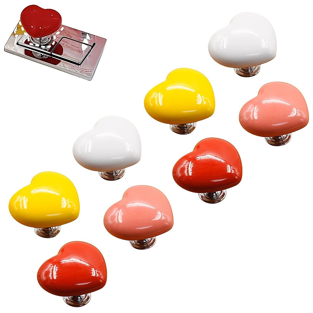 Love Ceramic Toilet Button can be Pasted,2024 New Toilet Button Pusher Helper,Toilet Tank Buttons,Toilet Buttons Flushing Toilet Button Home Toilet Tank Switches Water Tank Fittings (red-2pcs)