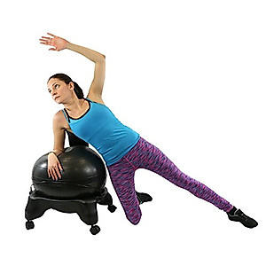 CANDO Ball Chair Inflatable Ergonomic Active Seating Exercise Ball Chair with Air Pump for Home, Office, and Classroom,Black, 22"