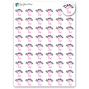 Dance Planner Sticker / 54 Fun Vinyl Stickers (1/2”) / Ballet Pointe Shoe Rehearsal Class Performance/Essential Productivity Life/Bujo Bullet Journaling (1 Sheet, Matte Vinyl)