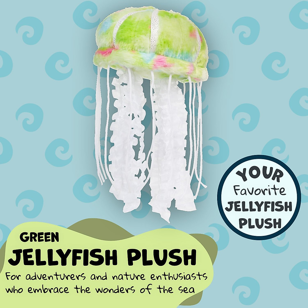 WISHPETS ConfettiSoft 7" Jellyfish Stuffed Animal Plush Toy - Green