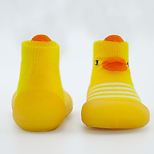 Dexspoeny Sock Shoes for Baby Boy 1 Pair Baby Walking Shoes-Sock Shoes Soft Rubber Sock Shoes Toddler Non Slip Walker Shoes for Babies Boy Girls Infant Baby Slippers Toddler Shoes Yellow