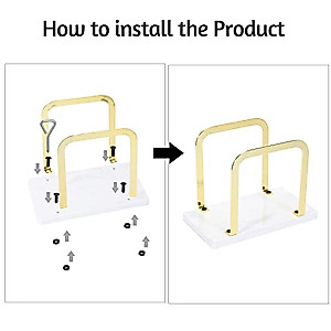 Winmien Napkin Holder, Paper Towel Dispenser with Marble Base for Kitchen Countertops.（Gold）