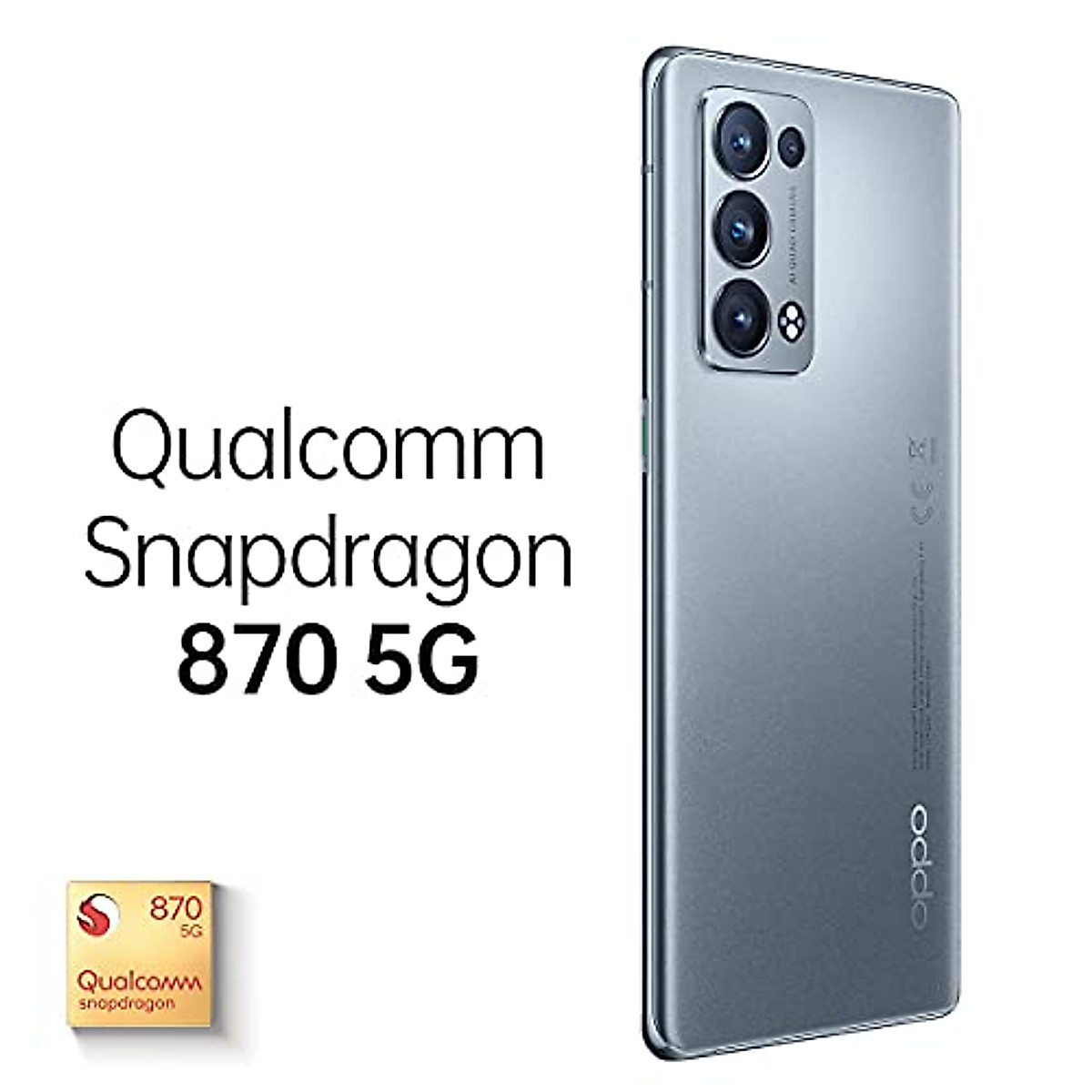 Oppo Reno 6 PRO 5G CPH2247 Dual SIM 12GB Ram 256GB Storage Snapdragon Global Model Factory Unlocked - Lunar Grey (Renewed)