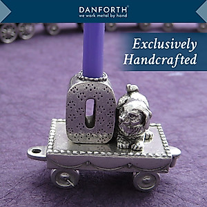 DANFORTH Birthday Train Engine – Candleholder - Handcrafted Pewter Birthday Party Decorations – 1 1/2" Tall by 2 1/2" Wide, Made in USA