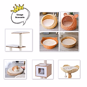 SHENGOCASE 2-Pack 10.6"x10.6" Square Faux Rabbit Fur Cat Dog Bed Cushion Pad Mat, Cat Tree Tower Replacement Cushion Pad for Window Perch Carrier House Cage Crate Kennel Furniture