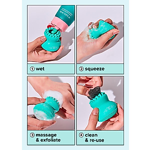 I Dew Care Cleansing Tool - Pawfect Face Scrubber | 3-in-1 Cute Silicone Pore Cleanser, Exfoliator, and Massager with Sponge