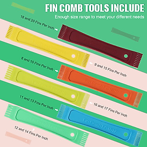 CHENGU 4 Pieces Air Conditioner Fin Cleaner Set 2 Different Fin Comb Condenser Fin Straightener 2 Pieces Coil Cleaning Brush Condenser Fin Comb Stainless Steel Radiator Repair Cleaning Tool Set