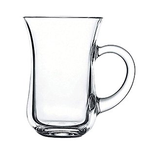 LavoHome Set of 4 Turkish Style Tea/Espresso Glass cups with Handles, 4 1/2 Oz.