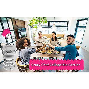 Crazy Chef Premium 6 in 1 Cupcake Carrier with Lid Collapsible Portable Cupcake, Deviled Egg, Pie, Chips and Dip and Cake Container - BPA Free