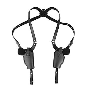 Shoulder Holster, Dual Gun Shoulder Holster PU Leather Concealed Carry Holster Adjustable Vertical Gun Holster for Right and Left Hand