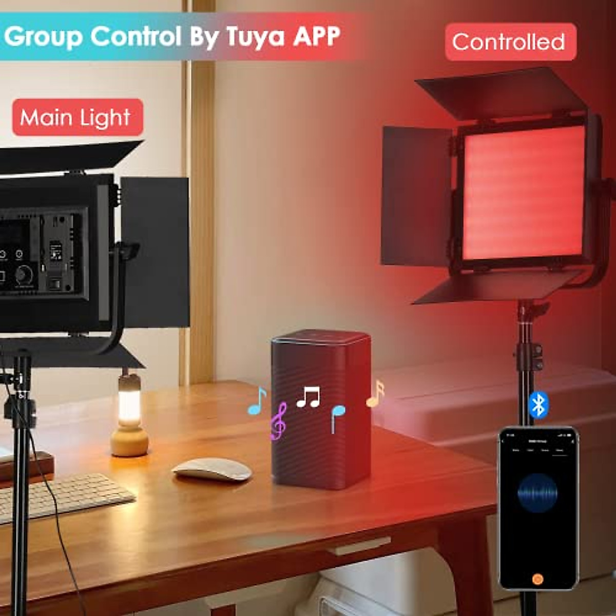 NITSINE APP Control Led Video Light Panel Lighting Kit, 2-Pack 45W Dimmable Bi-Color +Light Stand, 3200K–5600K Soft Light CRI 97+ 7000Lux for Game/Live Streaming/YouTube/Photography