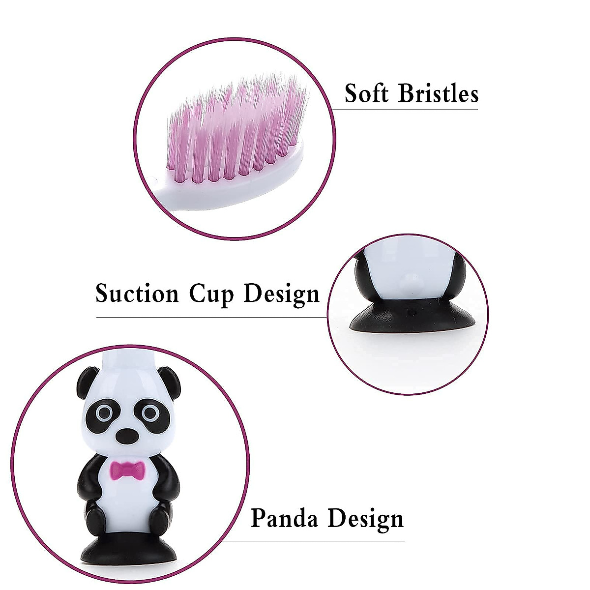 Newday Kids toothbrushes 6 Pack Set Soft Bristles with Suction Cup, Includes Travel Covers, Bear Panda toothbrushes for Kids Boys & Girls, Toddlers &Children Teeth Age 3+