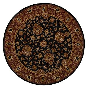 SAFAVIEH Heritage Collection 6' Round Black / Red HG112A Handmade Traditional Oriental Premium Wool Area Rug