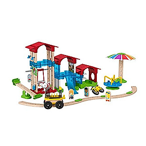 Fisher-Price Wonder Makers Slide & Ride Schoolyard - 75+ Piece Building and Wooden Track Play Set for Ages 3 Years & Up