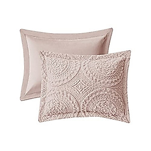 Madison Park Ultra Soft Luxury Premium Plush Comforter Mini Modern All Season Down Alternative Bedding Set with Matching Sham, Full/Queen, Blush