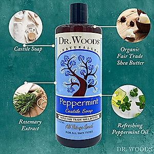 Dr. Woods Peppermint & Tea Tree Liquid Castile Soap with Organic Shea Butter Variety 2 Pack