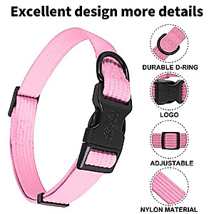 lynxking Dog Collar Soft Padded Breathable Cotton Solid Color Strong Adjustable Pet Collar for Little Puppy