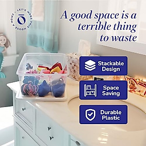 HOMZ 12-Quart Snaplock Clear Plastic Storage Tote Container Bin with Secure Lid and Handles for Home and Office Organization (8 Pack)