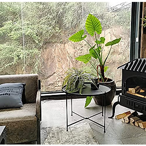 FUBIRUO End Table, Sofa Table Small Round Side Tables, Metal Nightstand,Outdoor Table Round for Living Room Bedroom Balcony Patio and Office Accent Coffee Table, （D） 23.6''x（H） 21.6'', Black