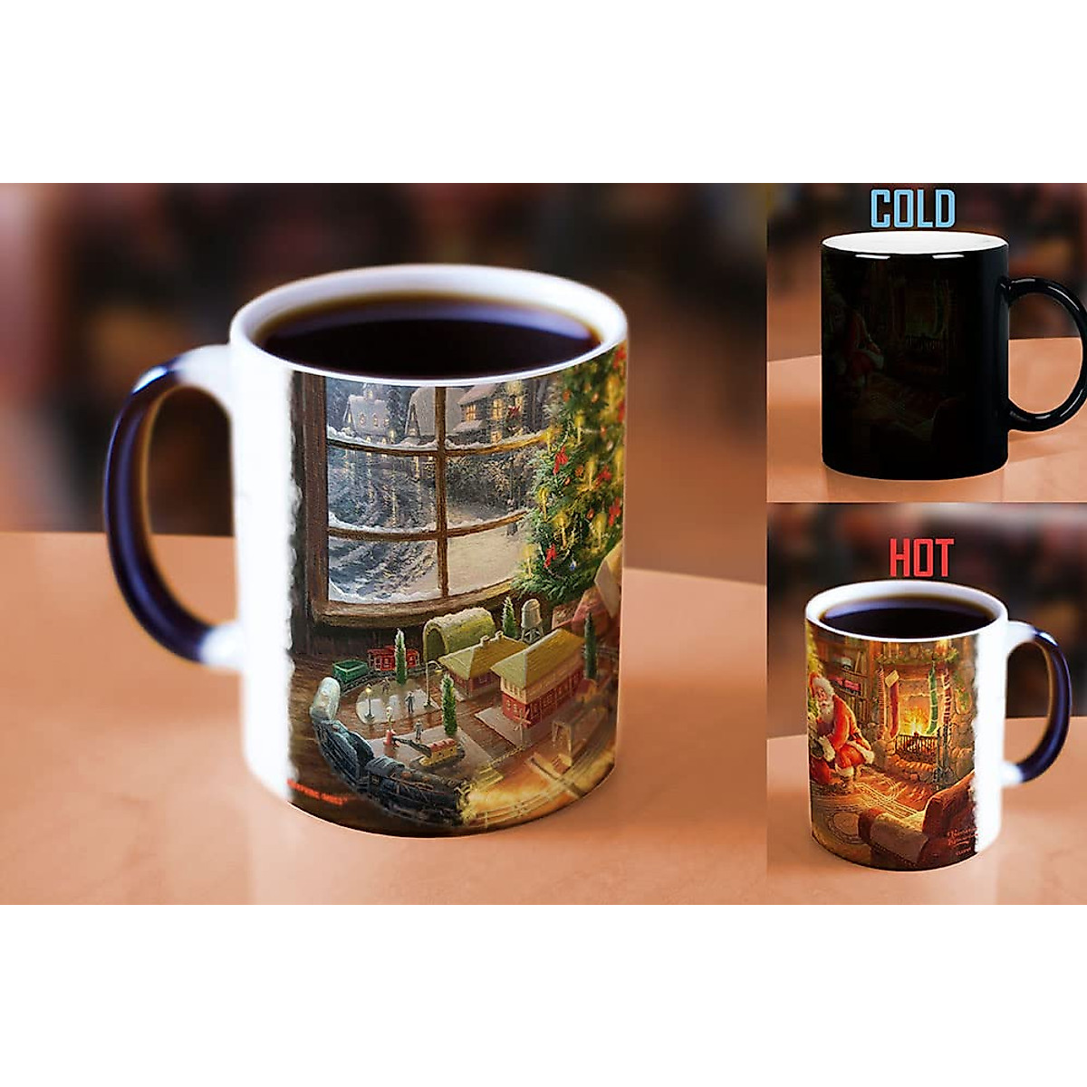 Morphing Mugs Thomas Kinkade Studios – Lionel – Santa’s Special Delivery – Trainset – Toys – One 11 oz Color Changing Ceramic Mug – Image Revealed When HOT Liquid Is Added!