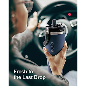 BUZIO 40 oz Tumbler with Handle, Insulated Water Tumbler with 2-in-1 Lid and Straw, Stainless Steel Double Walled Powder Coated Coffee Tumbler Travel Mug, Keeps Cold for 24 Hours or Hot for 12 Hours