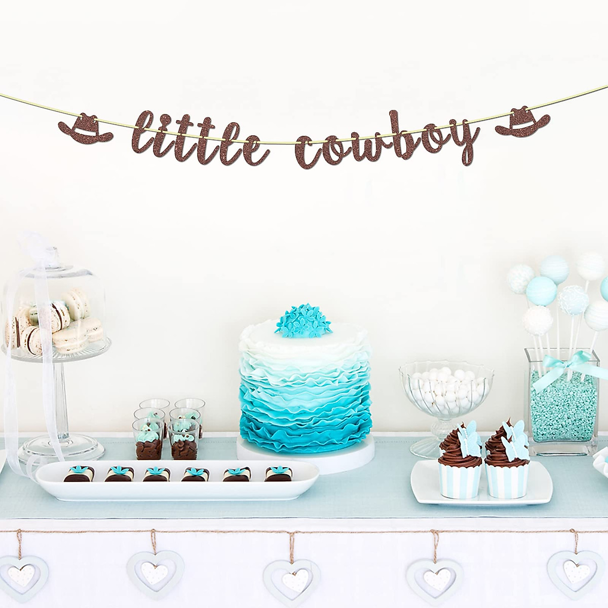 Lingtoolator Little Cowboy Banner - Western Cowboy Banner for Little Boy Birthday, Baby Shower / Gender Reveal / Boy Birthday Party Decorations