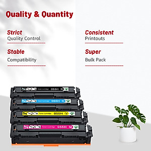 055H 055 MF743cdw Toner Cartridge Replacement for Canon 055H 055 High Capacity Imageclass MF743cdw MF741cdw MF745Cdw MF746Cdw LBP664Cdw Toner Printer(Black, Cyan, Yellow, Magenta, 4-Pack)