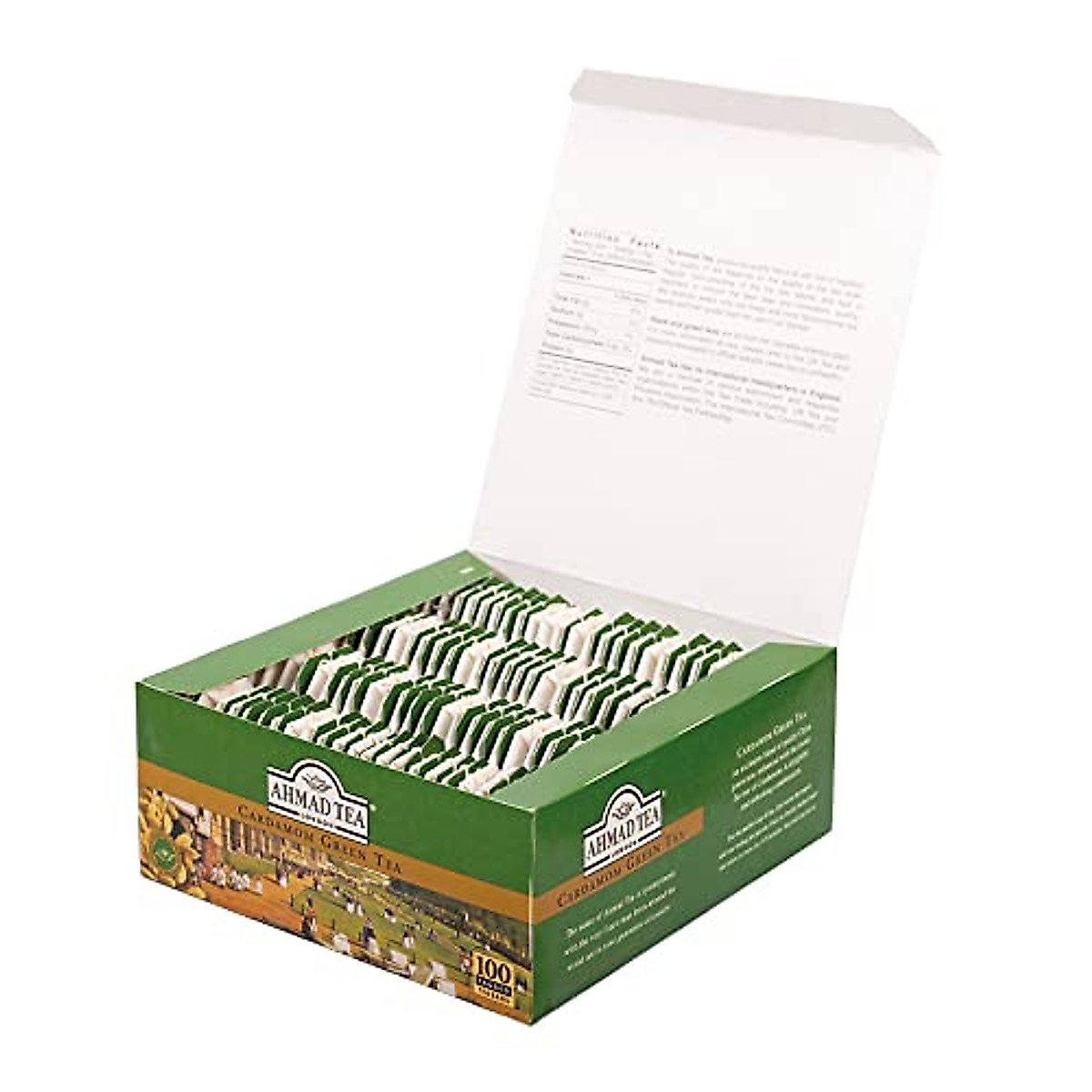 Ahmad Tea Green Tea, Cardamom Teabags, 100 ct (Pack of 1) - Caffeinated & Sugar-Free