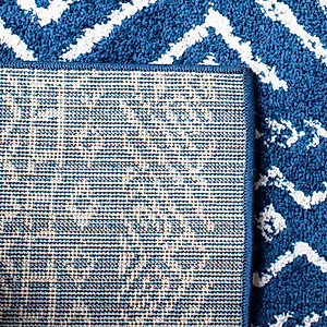 SAFAVIEH Tulum Collection Area Rug - 9' x 12', Navy & Ivory, Moroccan Boho Distressed Design, Non-Shedding & Easy Care, Ideal for High Traffic Areas in Living Room, Bedroom (TUL267N)