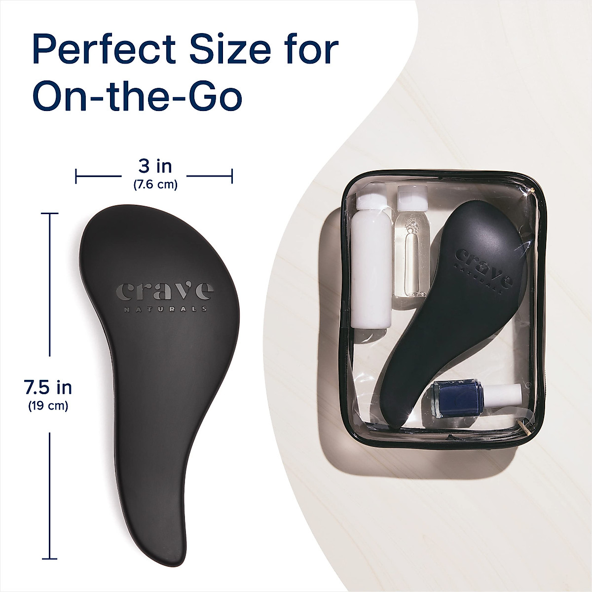 Crave Naturals Glide Thru Detangling Brush, Detangler Brush for Curly, Straight, Wet and Dry Hair for Adults and Kids, Hair Brush and Comb, Hair Accessories for Women, Black