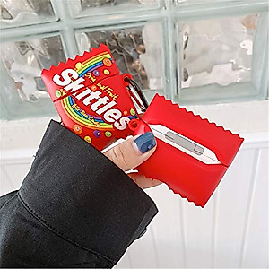 Lupct for Airpod 2/1 Silicone Case, Soft Cartoon Fashion Cute Food Design Air Pods Cover Girls Women Funny Fun Cool Unique Kawaii Keychain Cases for AirPods 2&1 (Bubble Gum+Rainbow Sweet) (2 Packs)