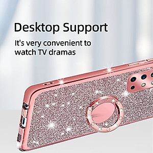 KuDiNi Oneplus 8T Case, Glitter Rose Crystal Soft Clear TPU Protective Cover with Kickstand for Oneplus 8T (2020)