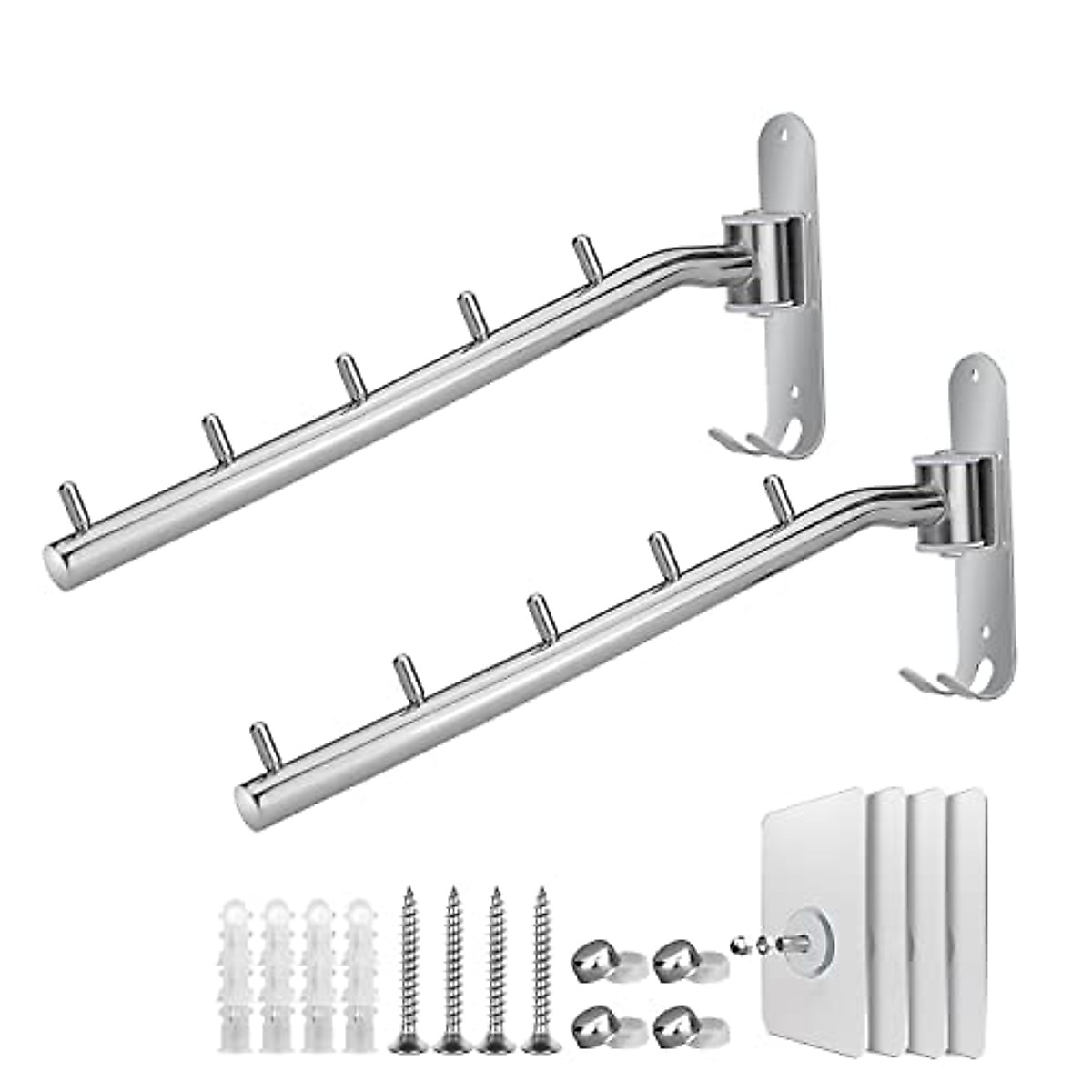 MaiHongda Folding Wall Mounted Clothes Hanger Closet Rod Clothing Holder Drying Racks for Laundry Room 2 Pack