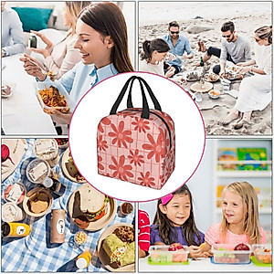 Pink Floral Lunch Box Reusable Lunch Bag for Travel Picnic Shopping work Food Container for Women Men Adults