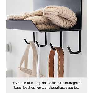 Yamazaki Home Tower Magnetic 2-Tier Entryway Organizer - Storage for Gloves and Hats with Hooks for Keys and Bags - Steel