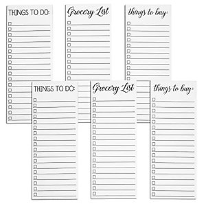 6-Pack Grocery List Magnet Pad for Fridge, To-Do Planner, Things To Buy, Things To Do Shopping Notepad for Locker, Filing Cabinet, Appointment Reminders, Meal Plans (3.5x9 in)