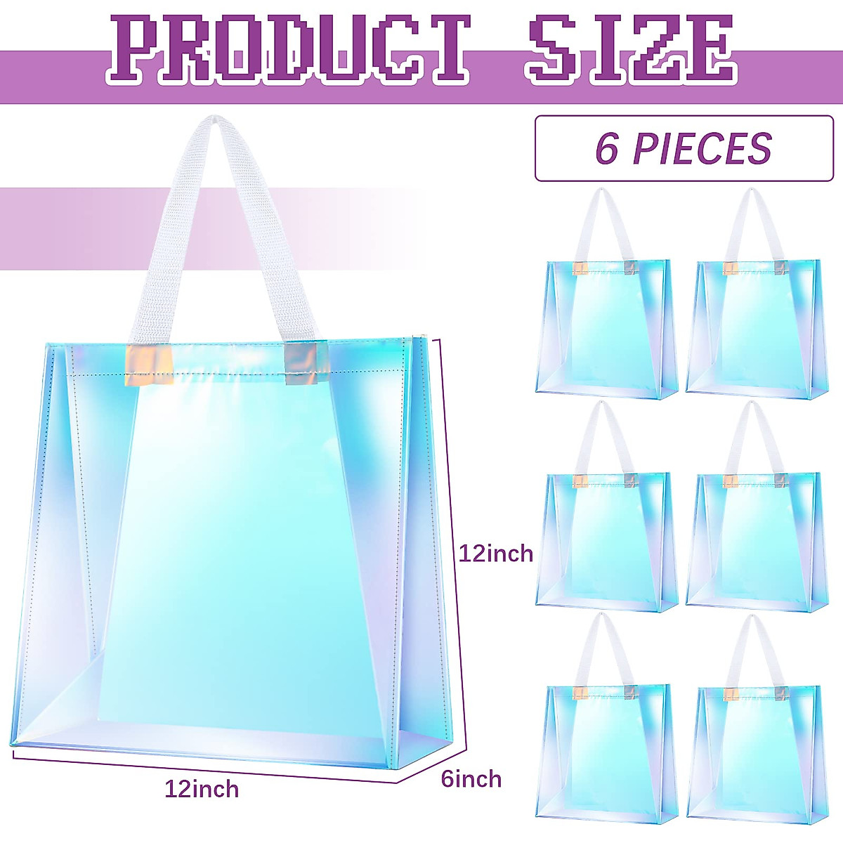 6 Pcs Clear Tote Bag Stadium Approved Plastic Bag Hand Bag