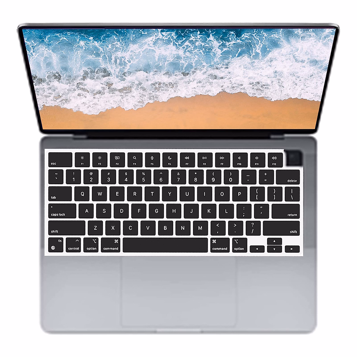 Silicone Keyboard Cover for MacBook Air 13 M2, Air 13.6 inch M2 A2681 2022 & MacBook Pro 14/16 inch M1 Pro/Max (M2 Pro/Max) A2442/A2485 2021 2022 2023, Black