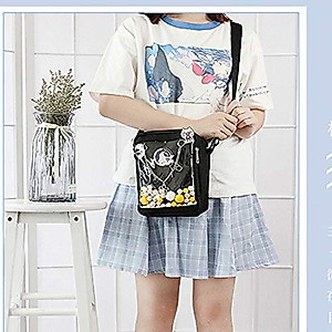 Ita Bag Small Clear Crossbody Bag Mini DIY Transparent Shoulder Messenger Bag Purse Grils Anime Satchels For Lolita Comic Cosplay Itabags For Women, Black