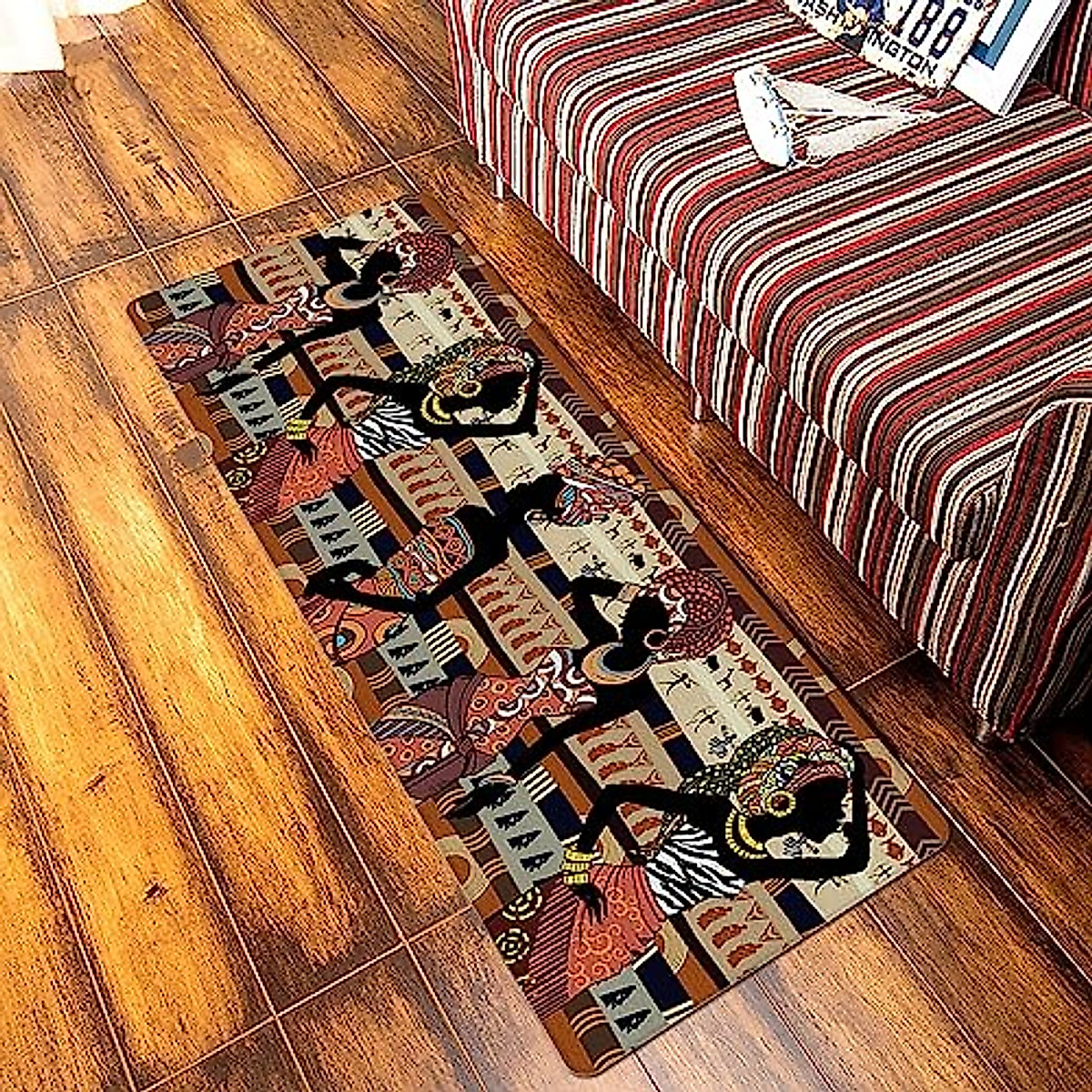 Historical African Women Antifatigue Kitchen Bath Door Mat Cushioned Runner Rug,Washable Welcome Floor Sink Mat,Waterproof Comfort Standing Doormat,American Indian Southwest Traditional 18"x30"