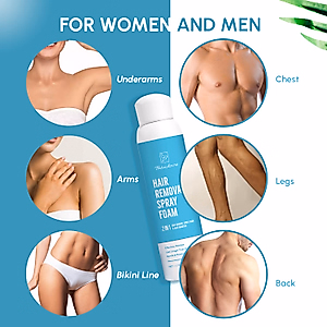 Hair Removal Spray Foam - Newest Formula from 100% Natural Ingredients - Effective & Painless - Cream - Body & Intimate Depilatory Spray Foam for Women & Men