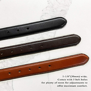 HJ-10 Belts for Men Oil-Tanned Genuine Leather Italian Dress Belt Classic Belt 1-1/8"(30mm) Wide (Tan, 34)
